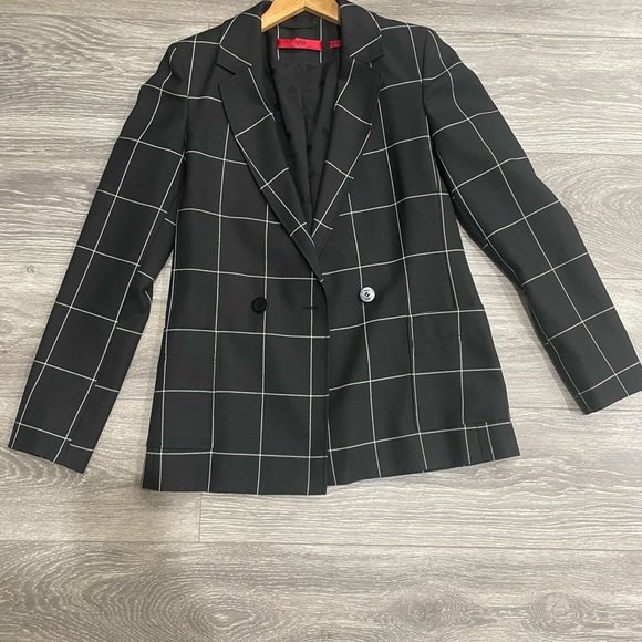 Hugo Boss | Jackets & Coats | Hugo Boss Women Blazer Black With White ...